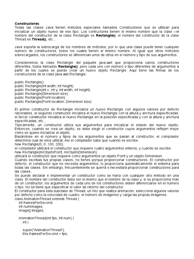 Constructores Y Destructores En Java Pdf Constructor Programación Orientada A Objetos