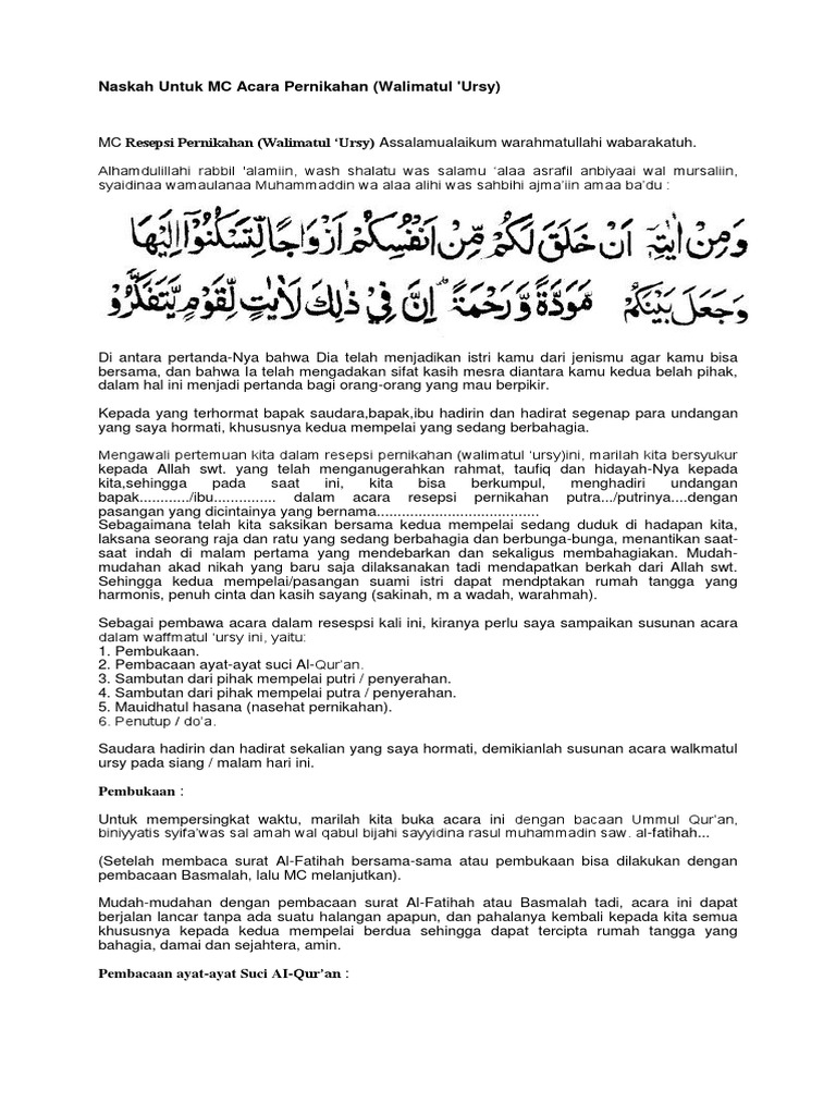 Naskah Untuk MC Acara Pernikahan | PDF