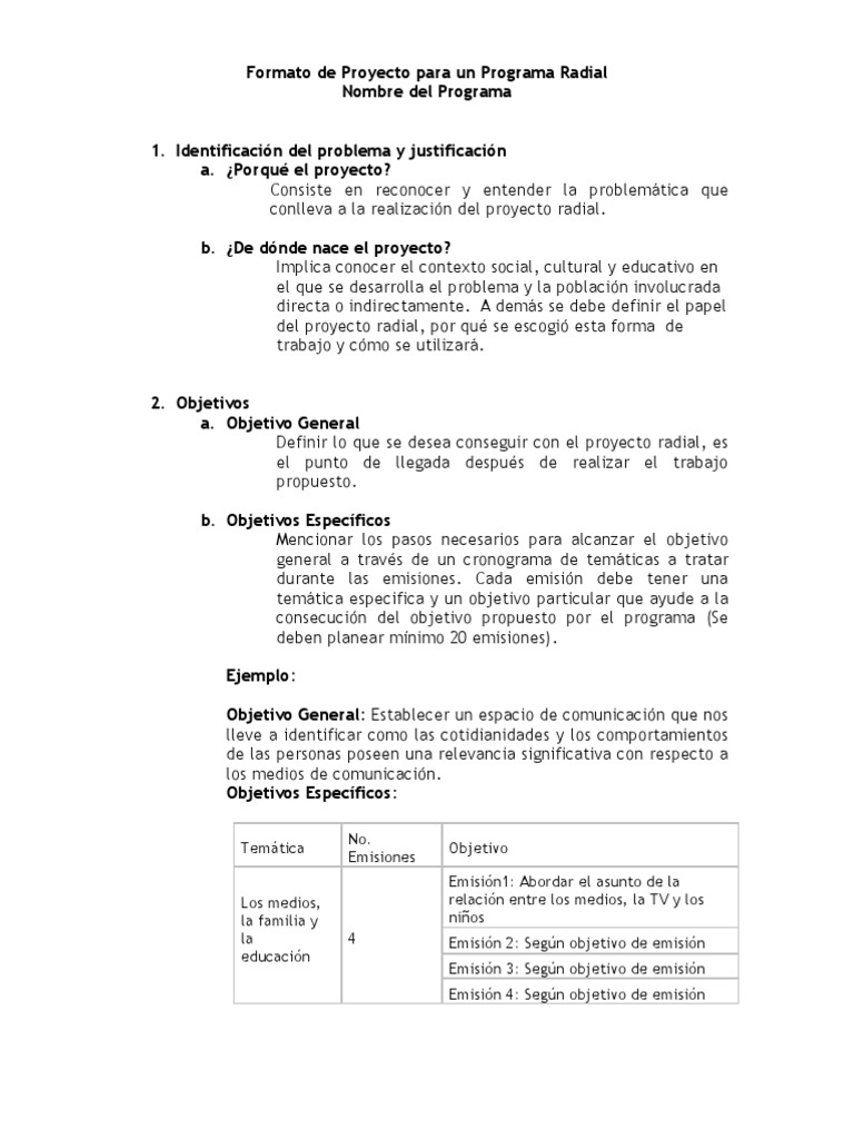 Formato para Programa Radial | Radio | Comunicación