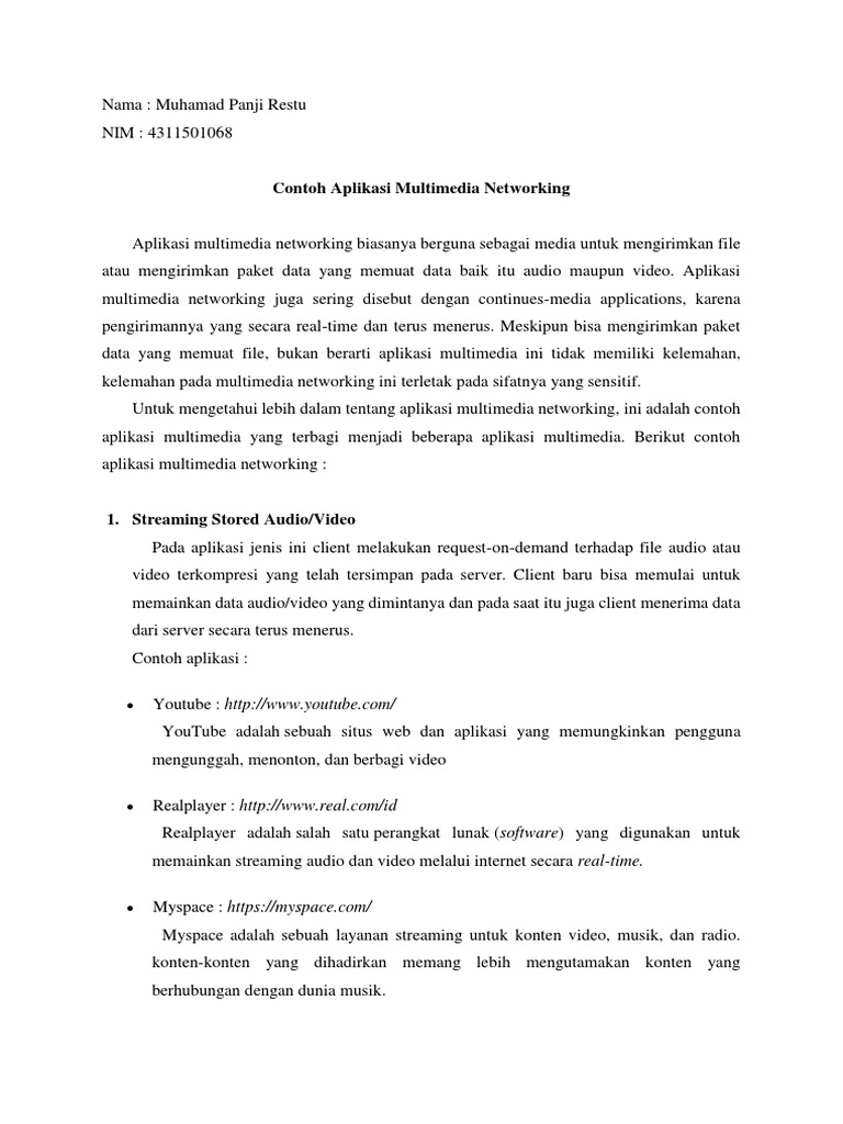 Contoh Aplikasi Multimedia Networking (Streaming Stored Audio/Video ...
