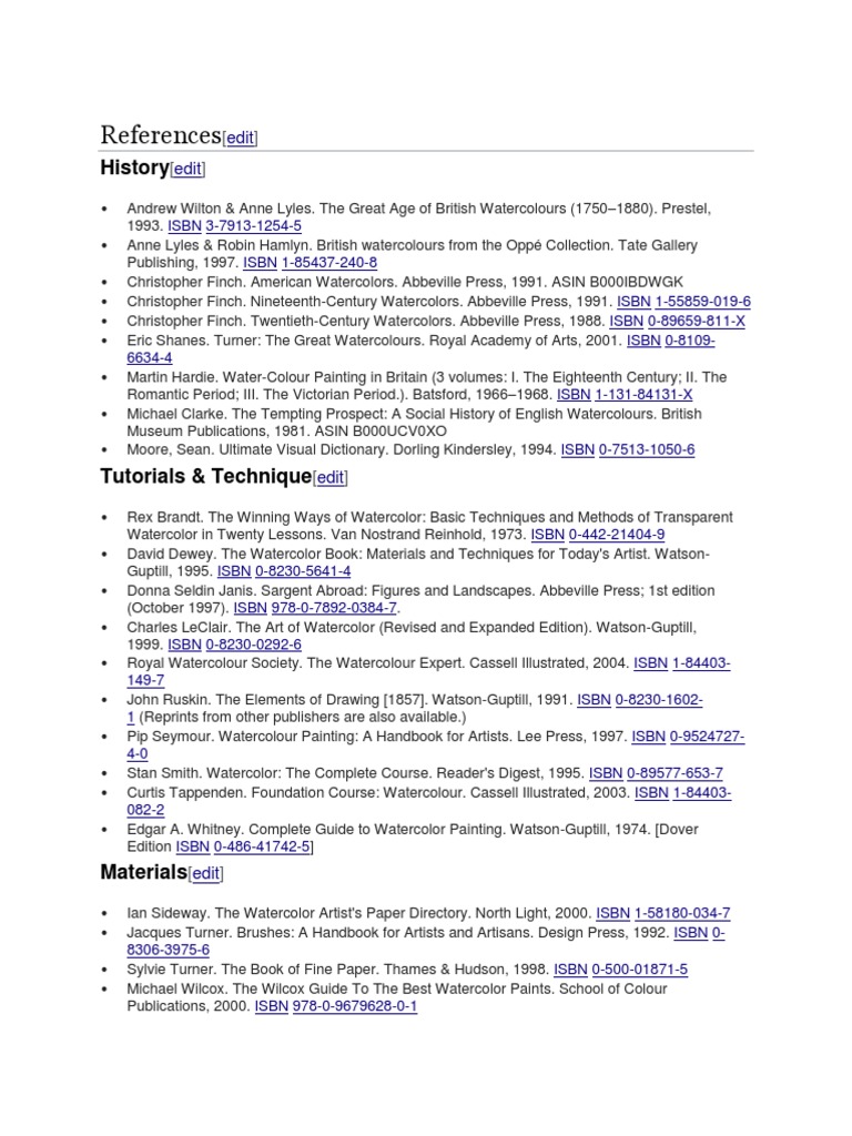 Watercolor References | PDF | Watercolor Painting | Art Materials