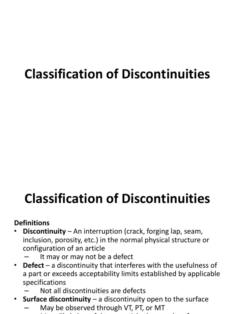 Types and Classification of Discontinuities | PDF | Casting ...