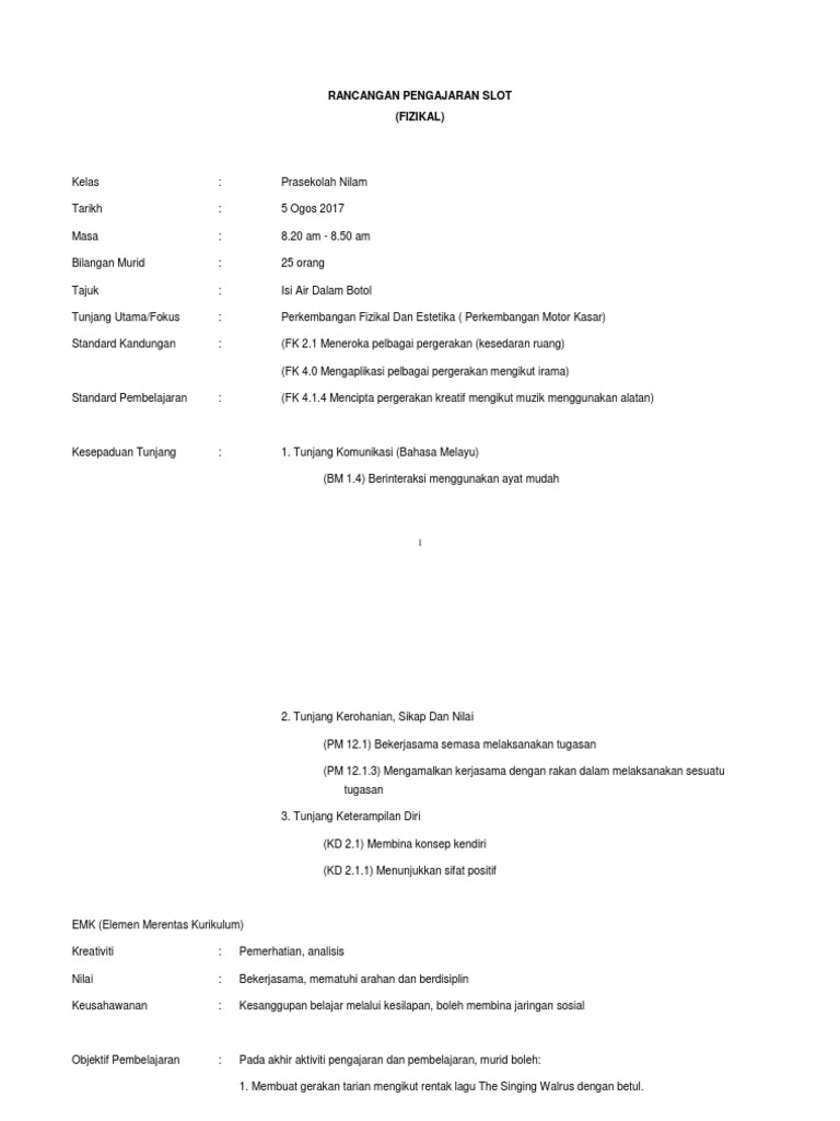 Rancangan Pengajaran Slot 1 | PDF