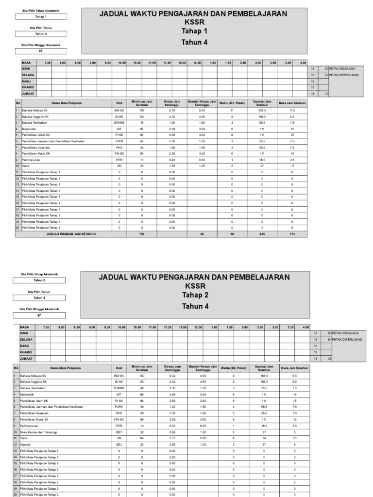 Jadual Waktu Jam PDP | PDF
