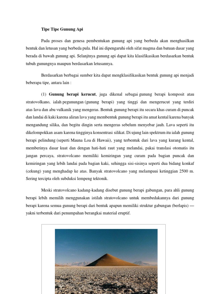 Tipe-Tipe Gunung Berapi | PDF