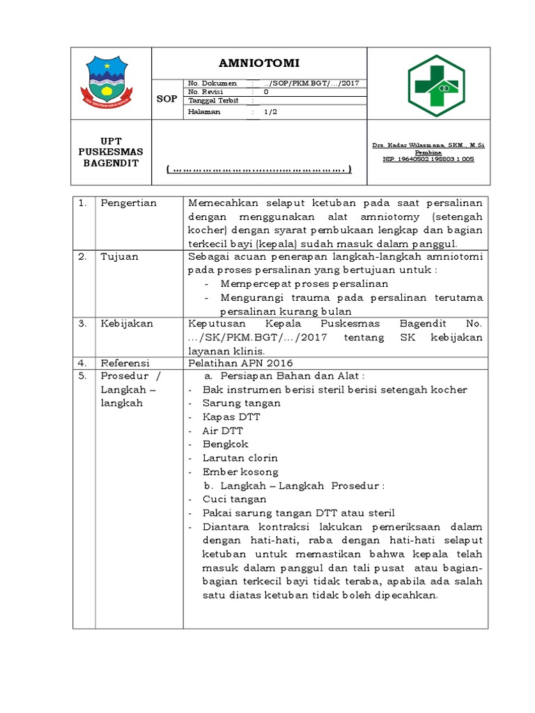 SOP Amniotomi | PDF