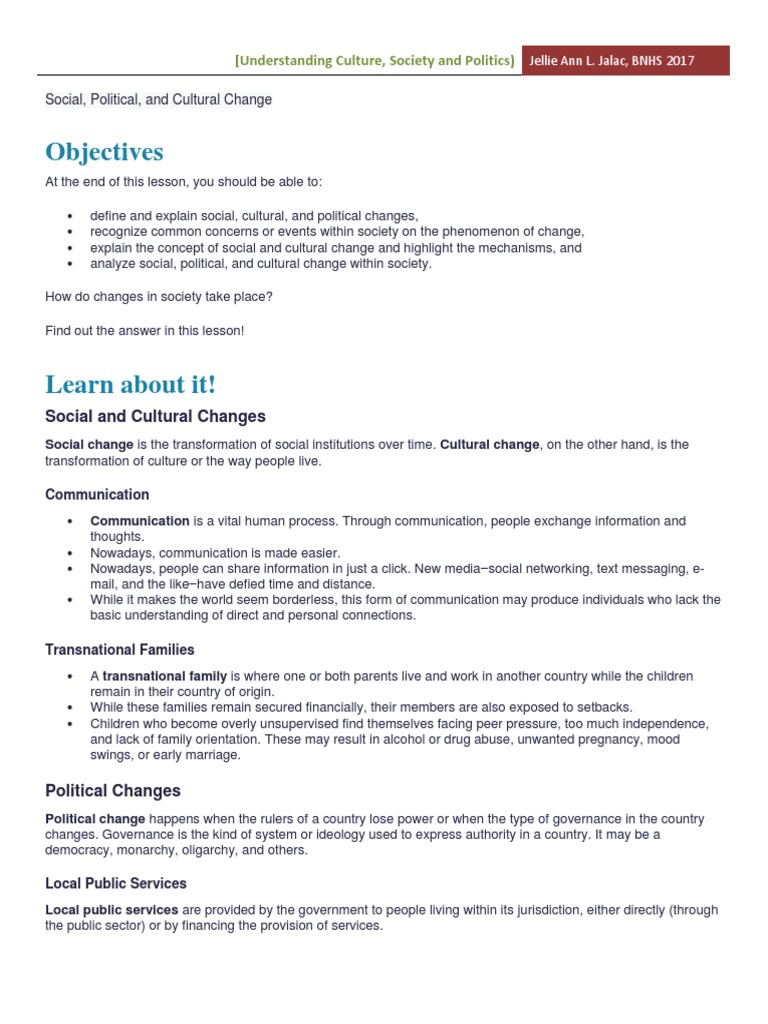 Analyzing Social and Political Change | PDF | Society | Scientific Method