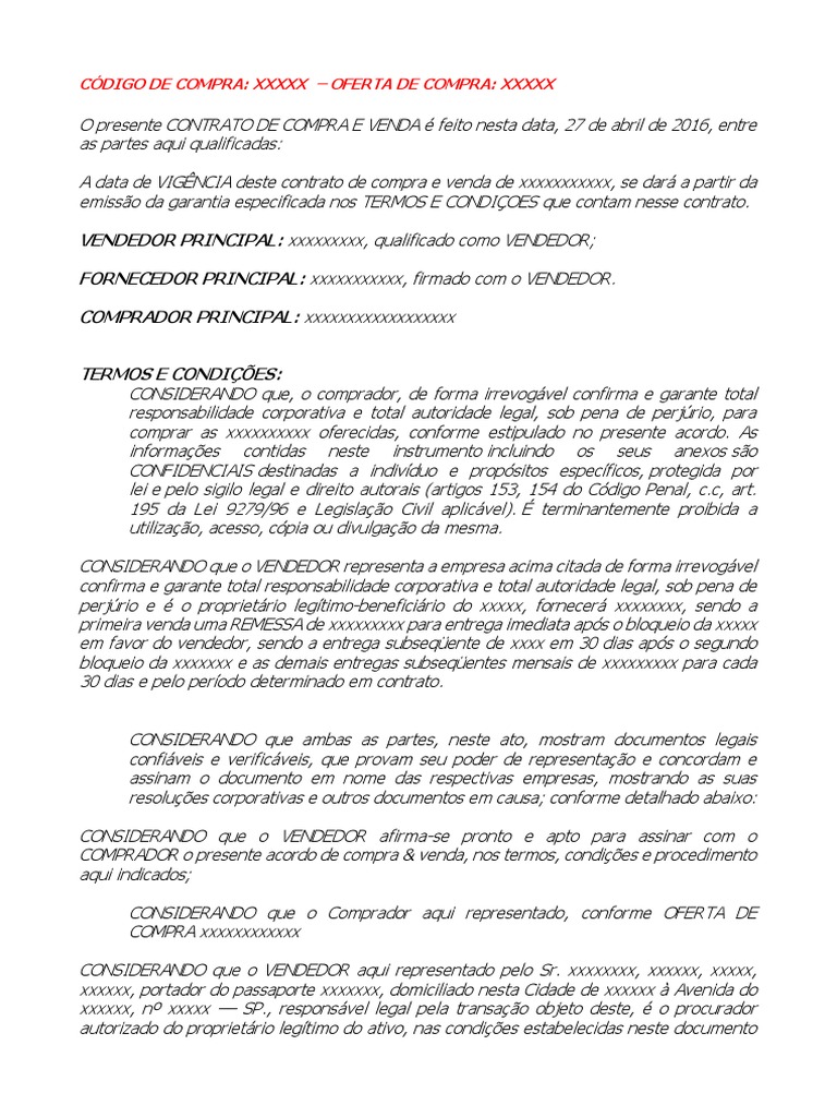 Contrato para Compra e Venda Simplificado | PDF | Arbitragem | Lei ...