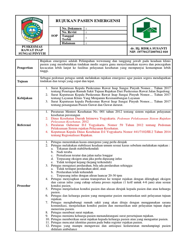 7.2.3.4. SOP Rujukan Pasien Emergensi | PDF