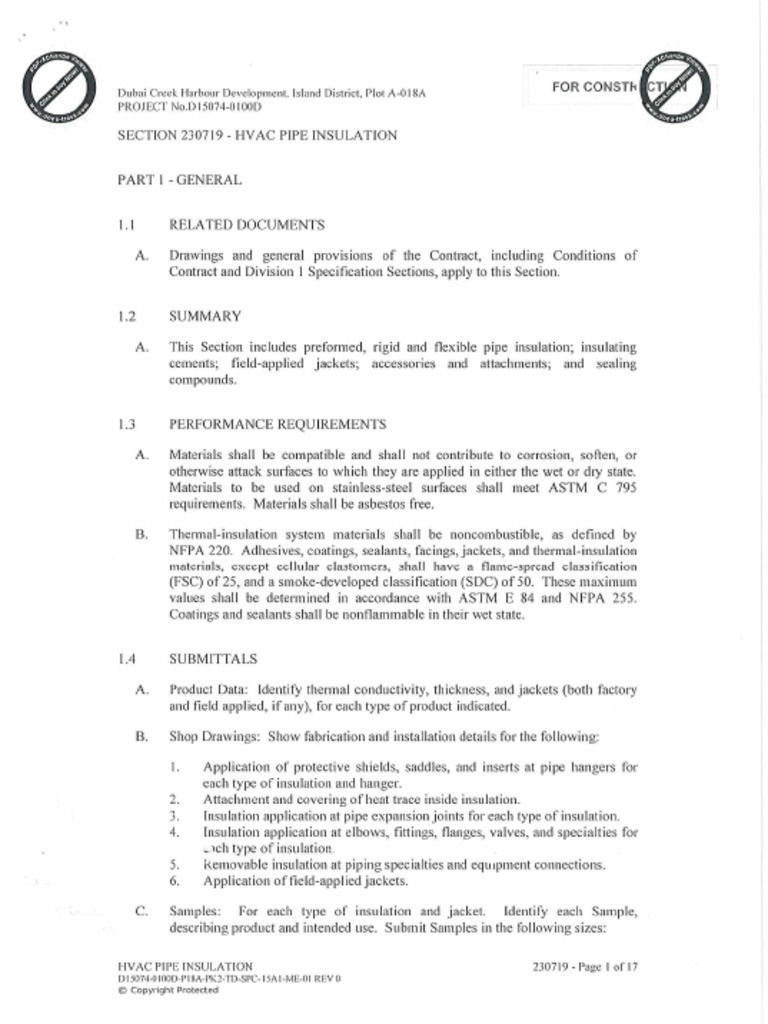 Thermal Insulation Hvac Specification | PDF