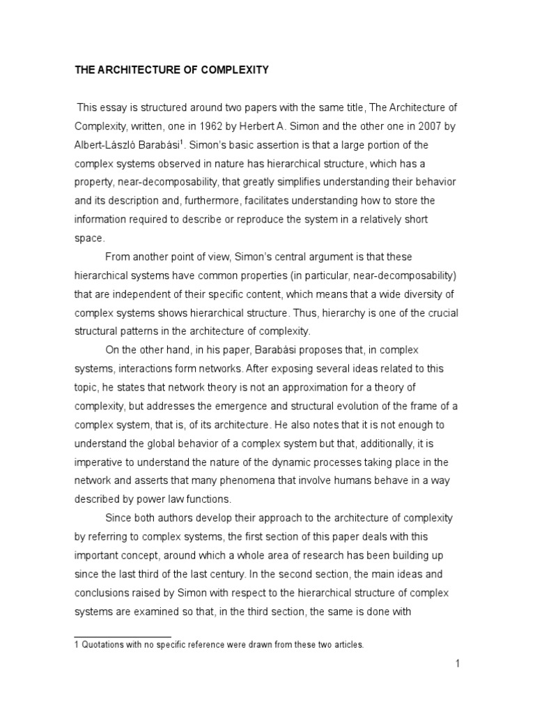The Architecture of Complexity | PDF | System | Hierarchy