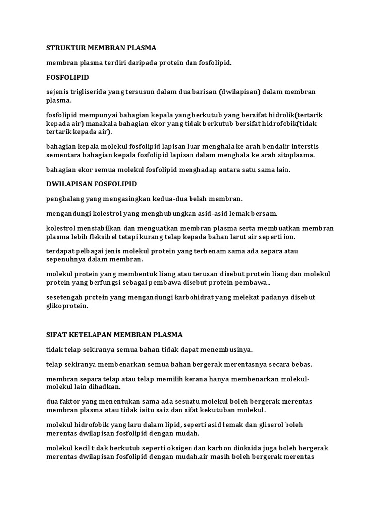 Struktur Membran Plasma | PDF