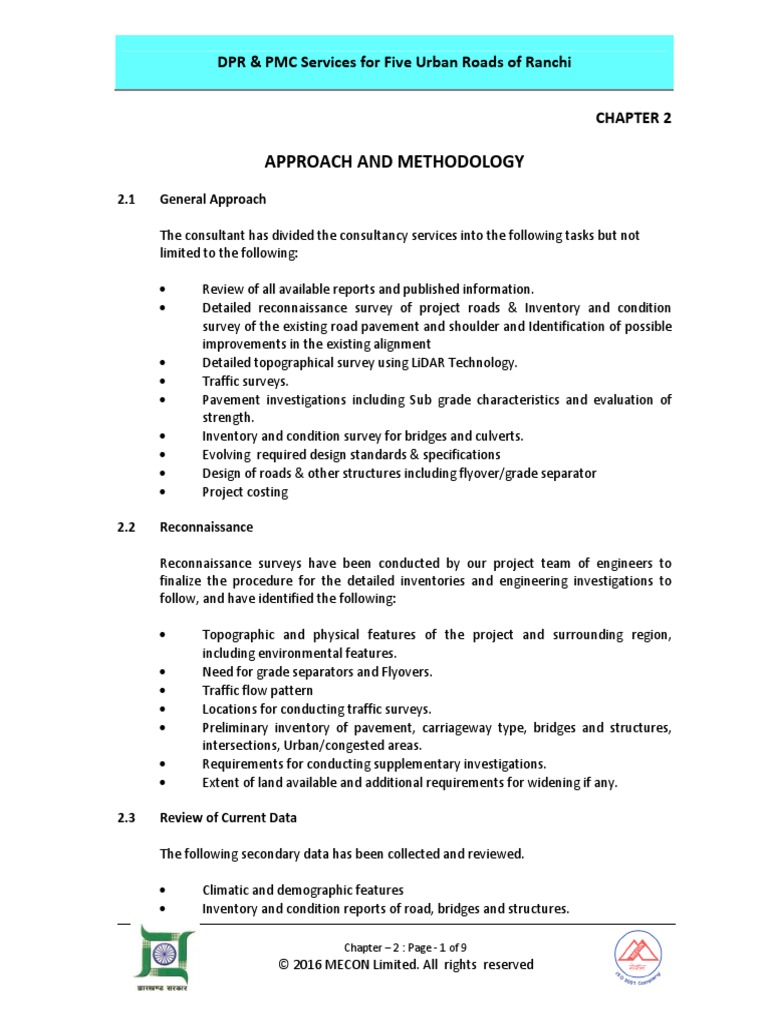 DPR Chapter 2 Approach and Methodology | Download Free PDF | Road ...