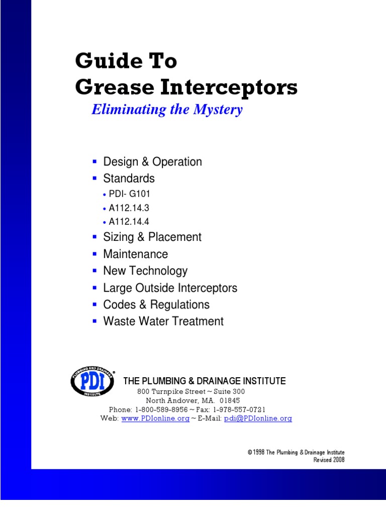 FOG Guide To Grease Interceptors | PDF