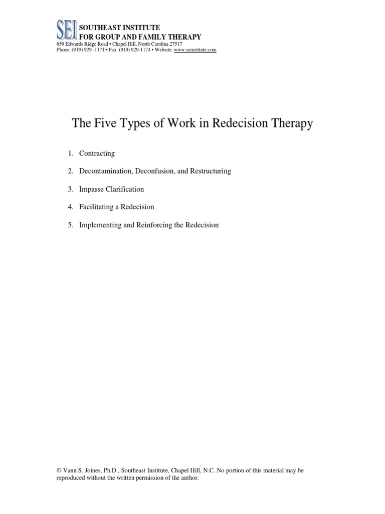 26 Redecision Group Therapy Joines | PDF | Psychotherapy | Clinical ...