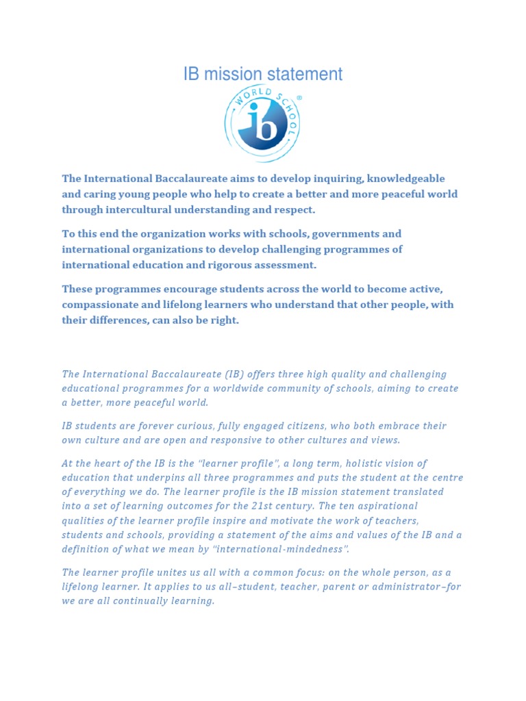 IB Mission Statement PDF | PDF