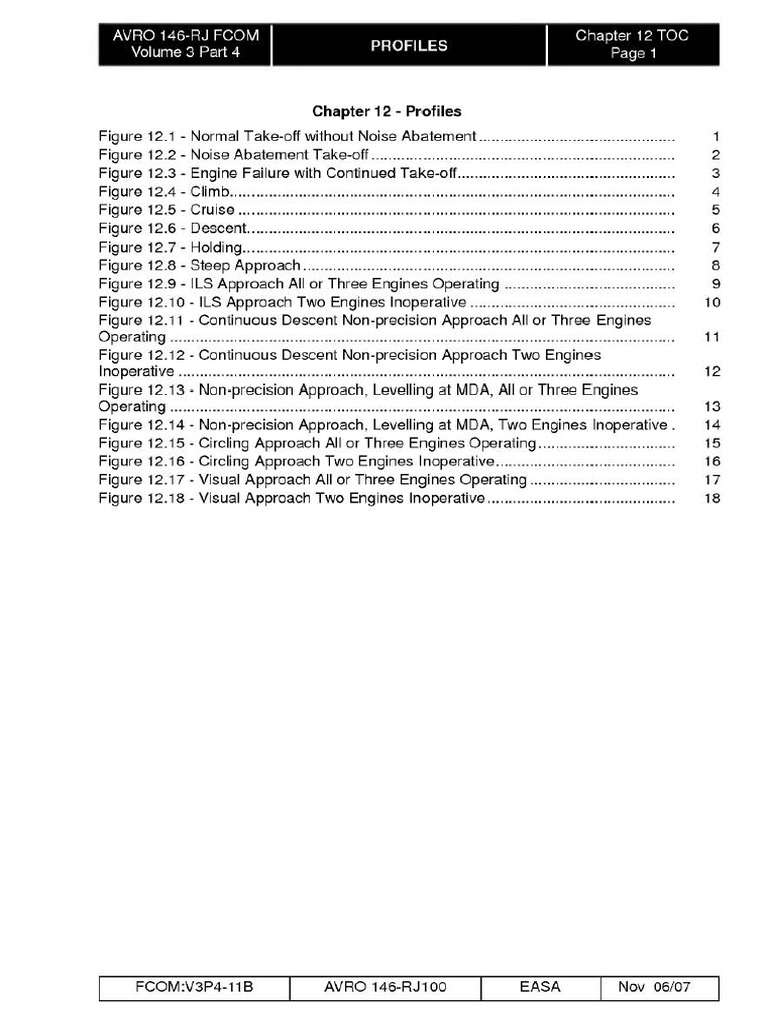 AVRO 146 RJ FCOM Chapter 12 Profiles | PDF | Aerospace Engineering ...
