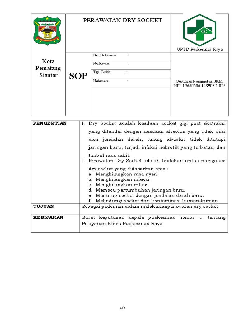 12 SOP Perawatan Dry Socket | PDF