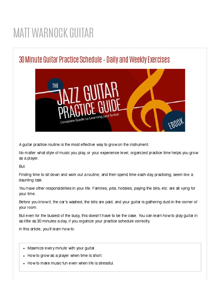 30 Minute Guitar Practice Schedule - Da... Weekly Exercises - MATT ...