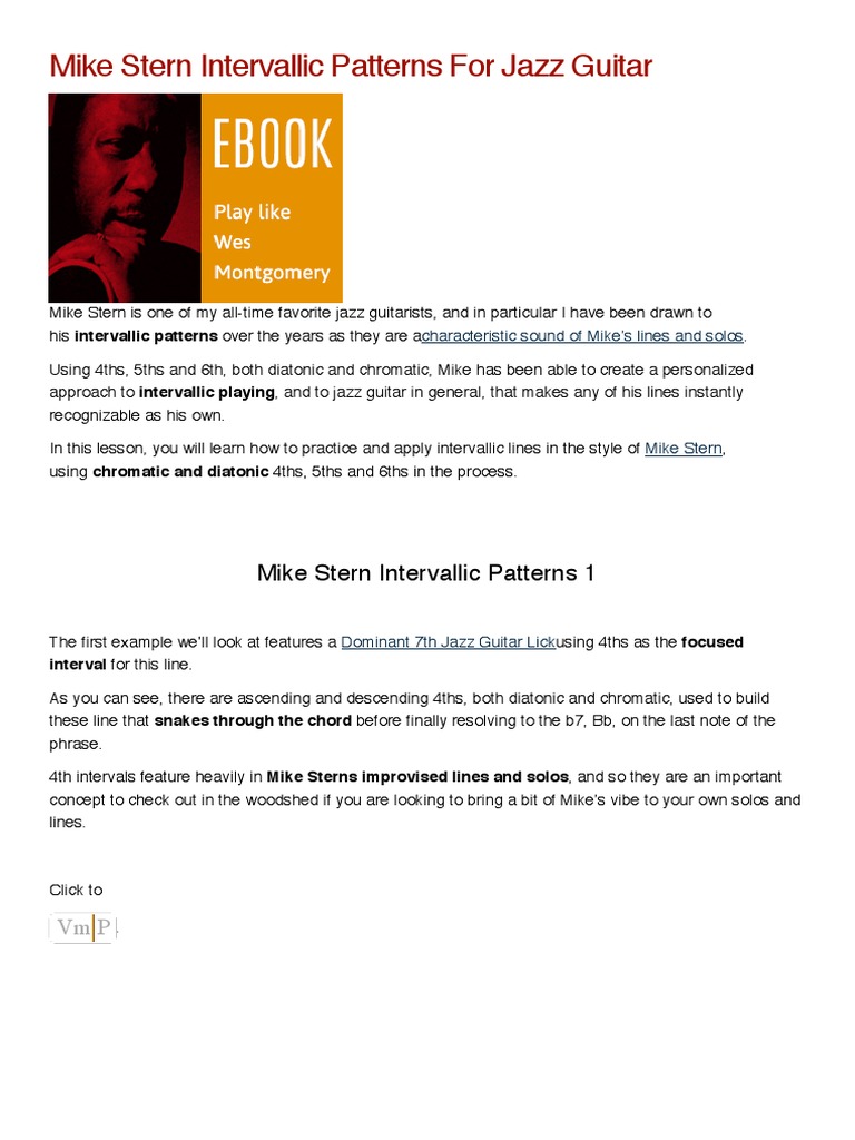 Mike Stern Intervallic Patterns For Jazz Guitar | PDF | Interval (Music) | Scale (Music)