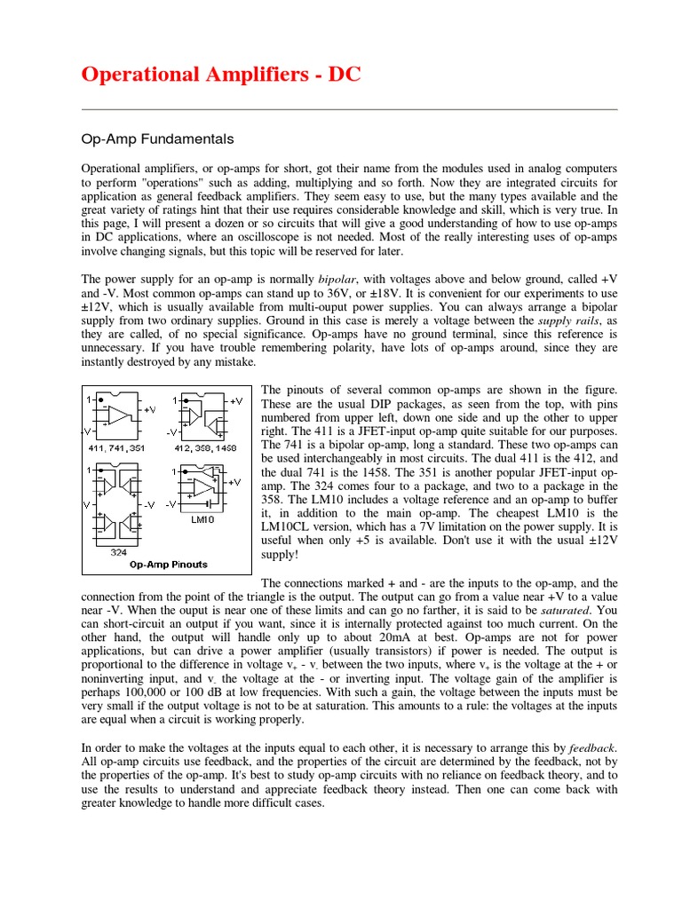 DC Operational Amplifier Basics | PDF | Operational Amplifier | Amplifier