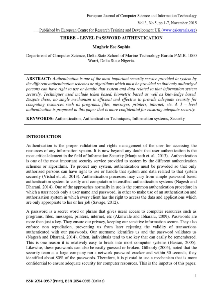 Three Level Password Authentication | PDF | Password | Authentication Three Level Password Authentication | PDF | Password | Authentication