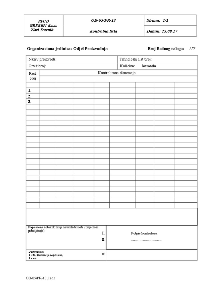 Kontrolna Lista | PDF