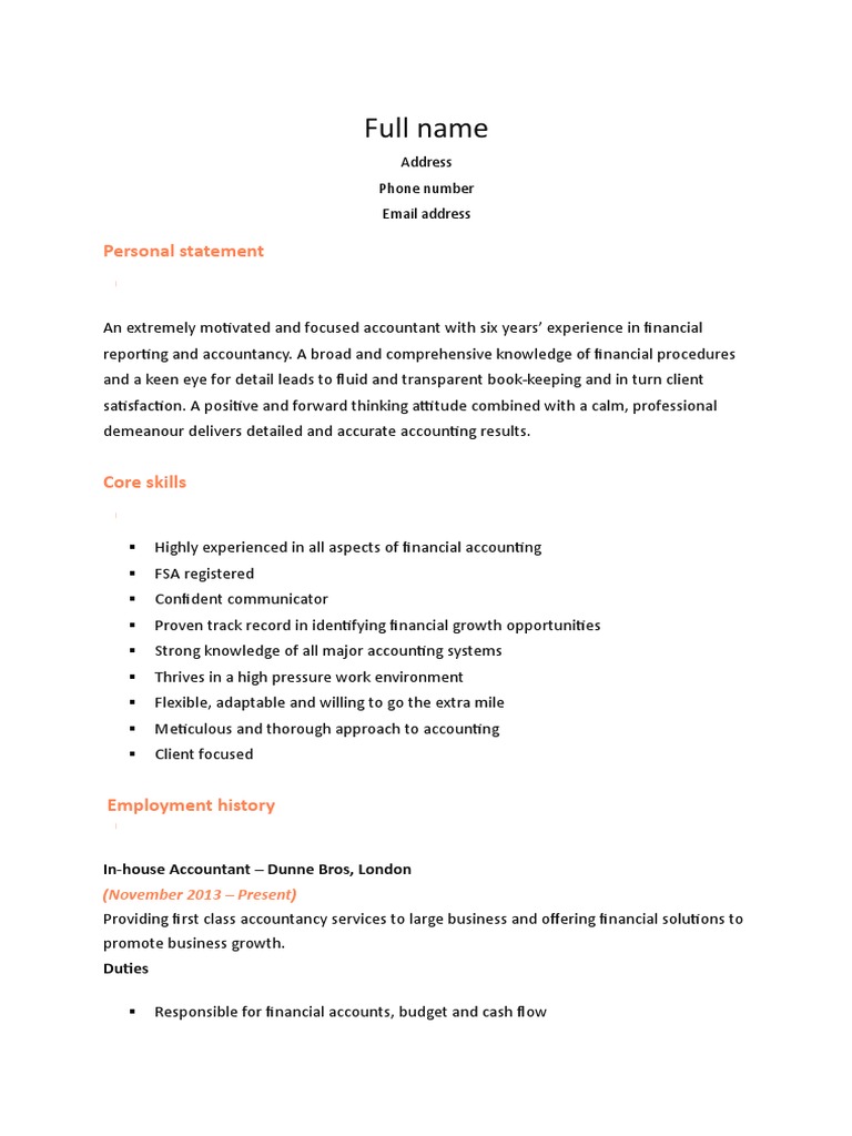 Fish4jobs Accountant CV Template | PDF | Financial Statement | Accounting