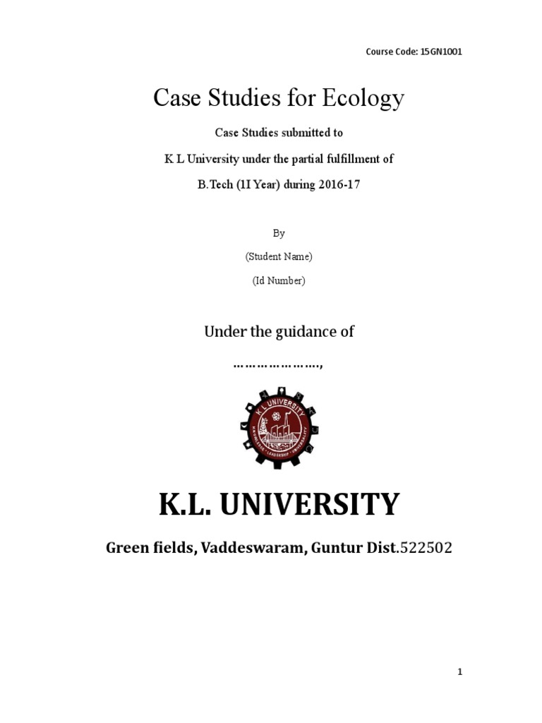 K.L. University: Case Studies For Ecology | PDF | Learning