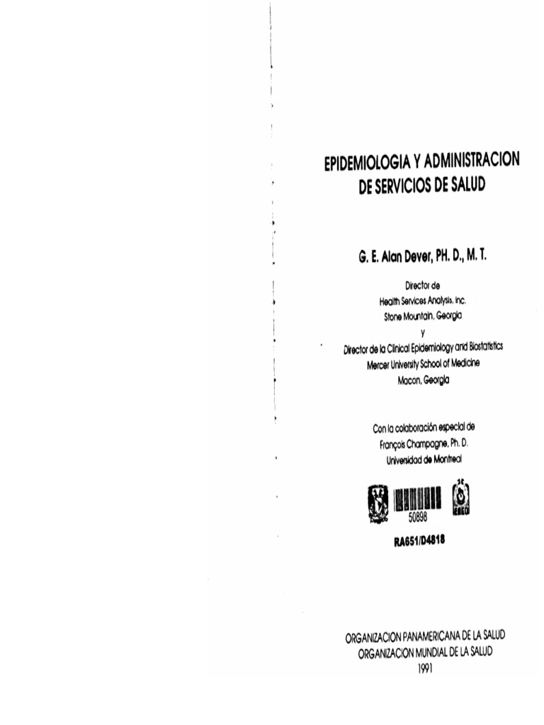 Epidemiolog A y Administraci N PDF | PDF