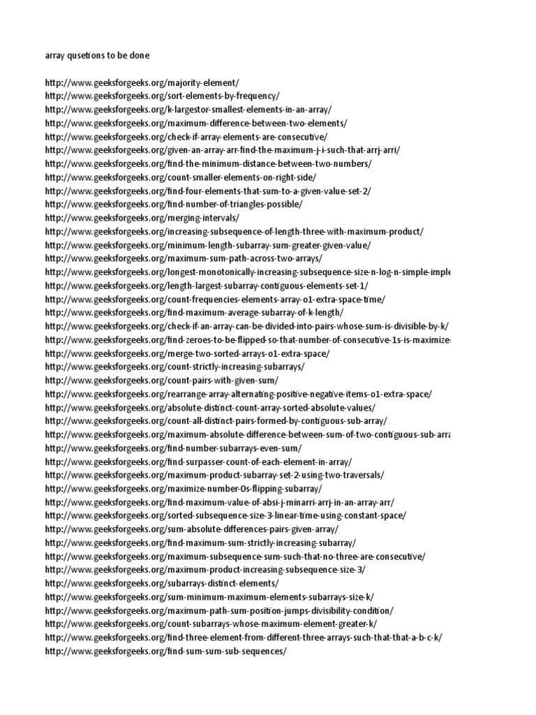 Gfg Array Questions Important Pdf Algorithms And Data Structures Computer Programming 2755