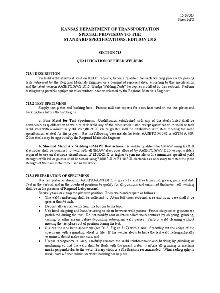 KDOT Field Welder Qualification Guide | PDF | Structural Steel | Welding