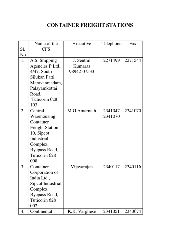 Container Freight Stations (CFS) and Inland Container Depot (Icd) | PDF