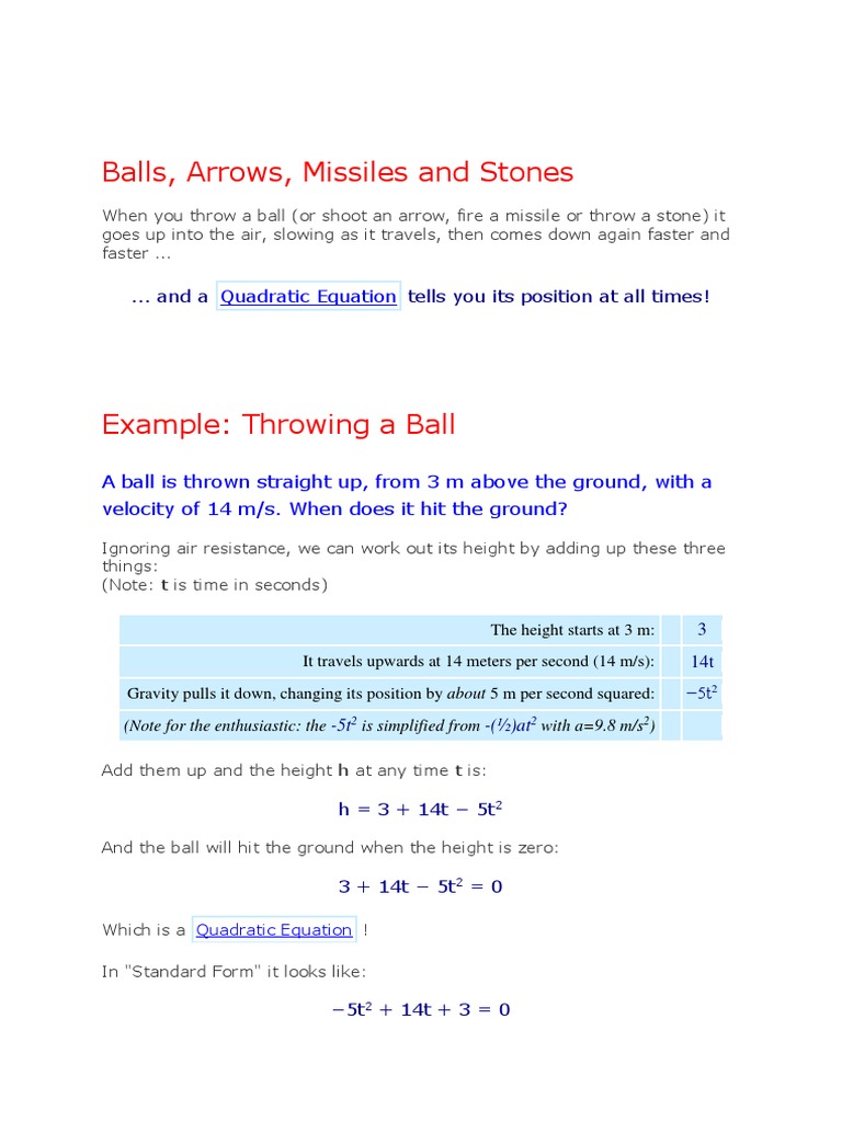 Solving Quadratic Equations Through Real-World Examples | PDF ...