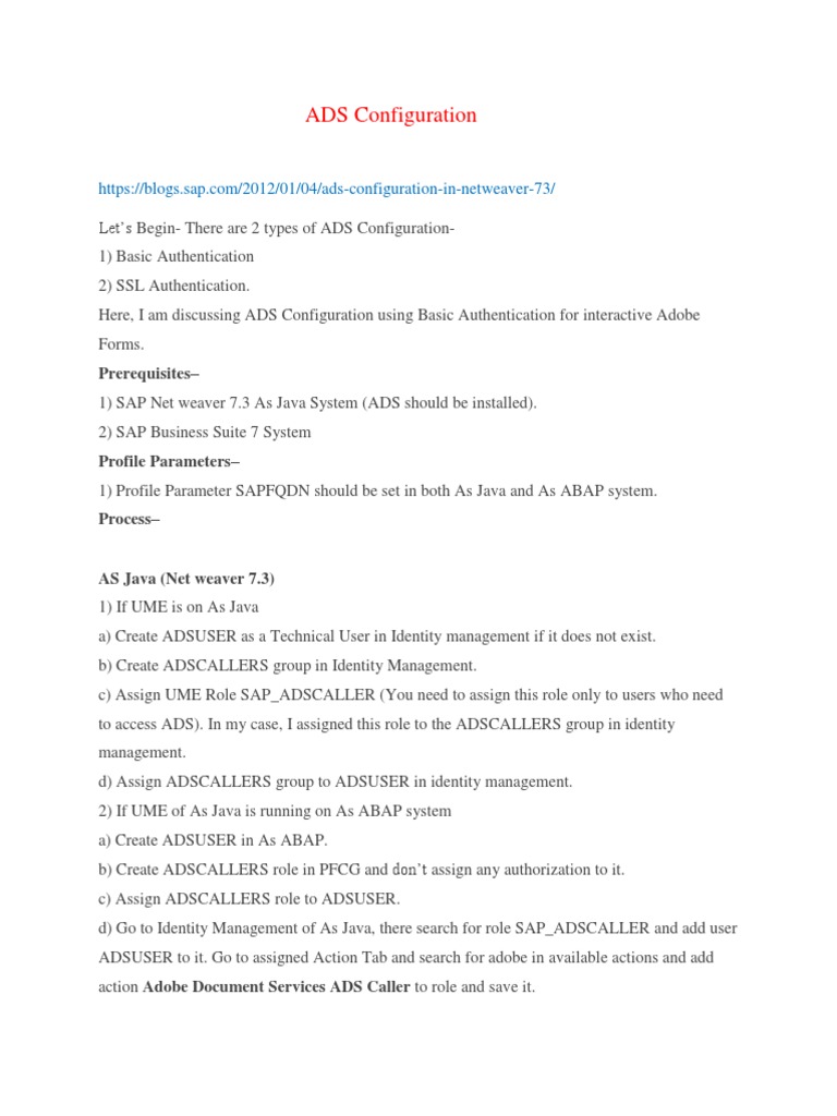 ADS Configuration Guide | PDF | User (Computing) | Authentication