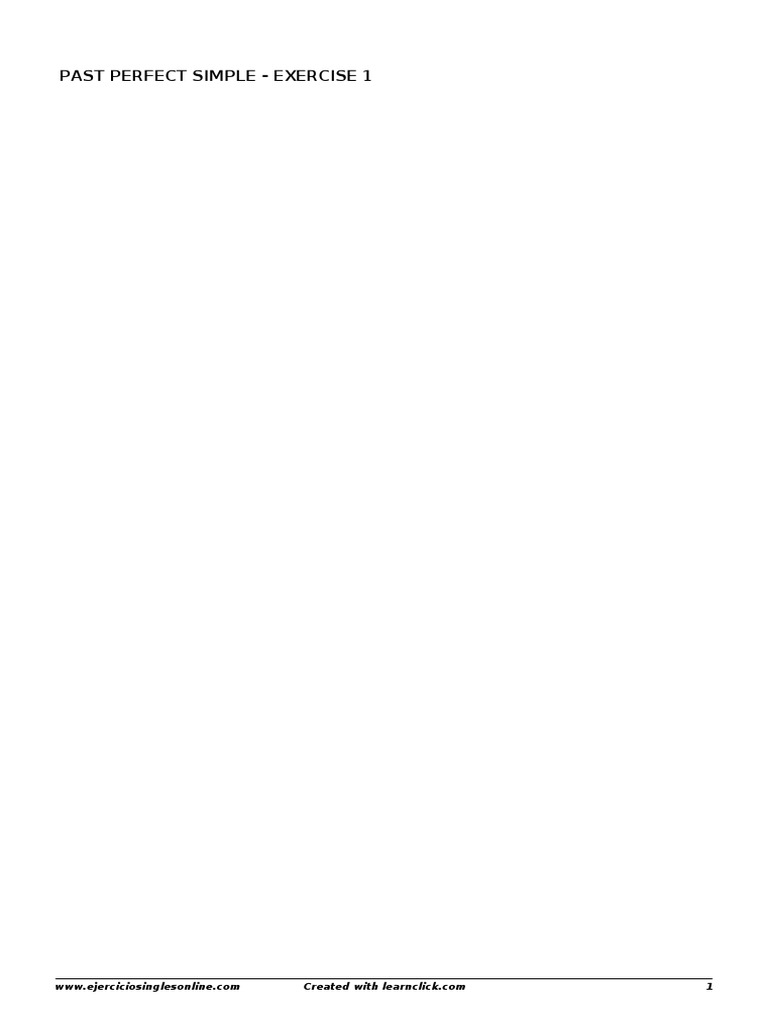 Past Perfect Simple Exercise 1 | PDF