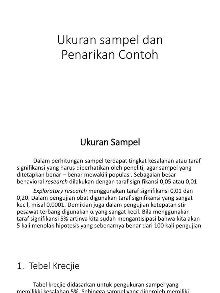 Ukuran Sampel Dan Penarikan Contoh | PDF