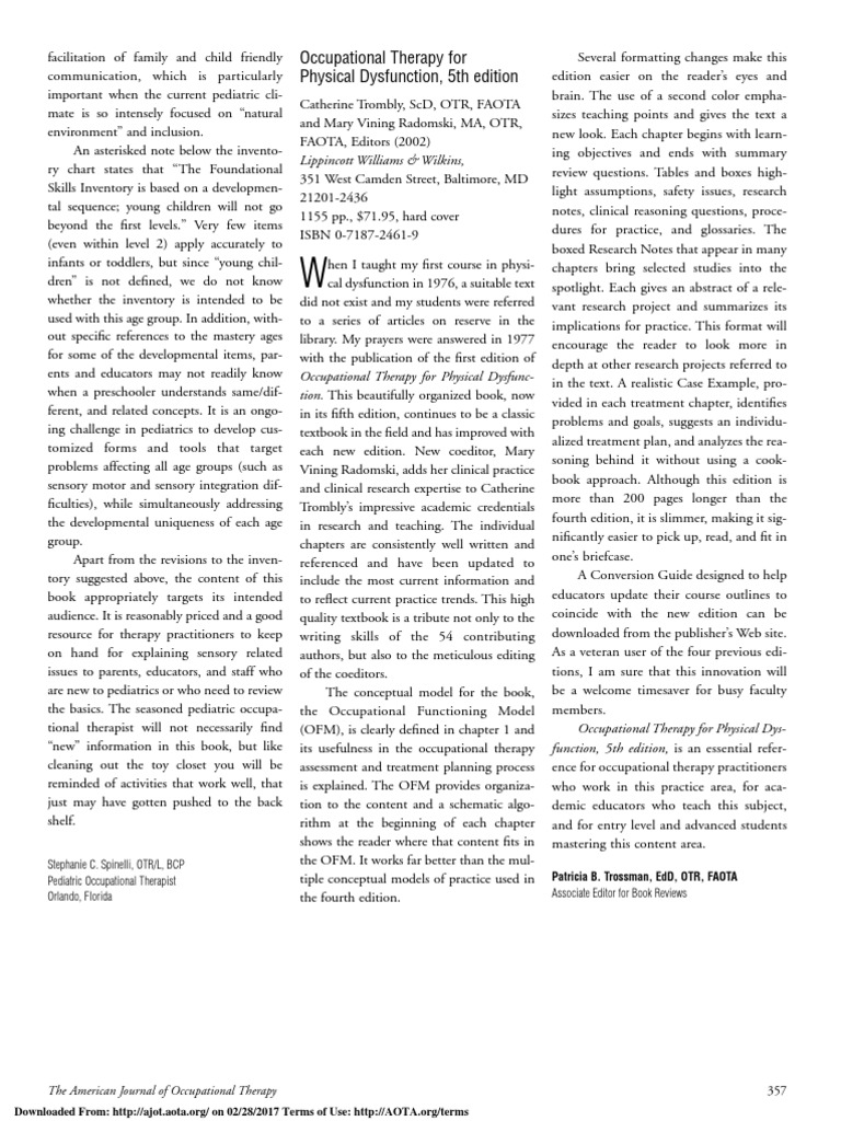 OT Review | PDF | Occupational Therapy | Textbook