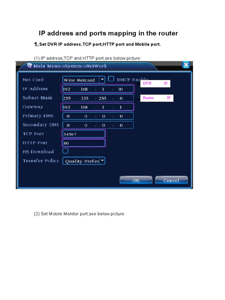 IP Address and Ports Mapping Instruction | PDF