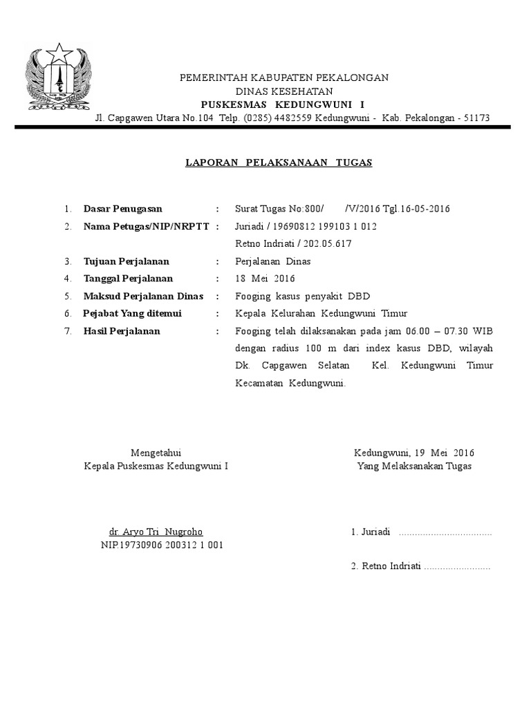 Laporan Hasil Perjalanan Dinas | PDF