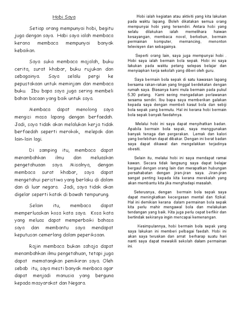 Hobi Saya | PDF