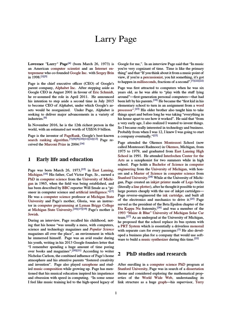Larry Page: Google Co-Founder Biography | PDF | Alphabet Inc. | Google