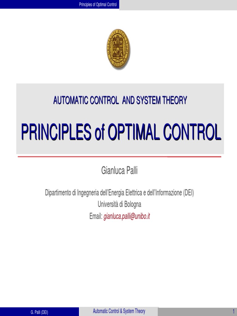 09 Principles of Optimal Control | PDF | Optimal Control | Mathematical ... 09 Principles of Optimal Control | PDF | Optimal Control | Mathematical ...