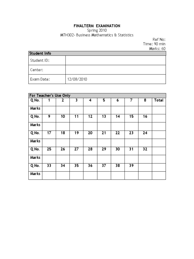 MTH302 - Shared by Renegade | PDF | Probability Distribution | Errors ...