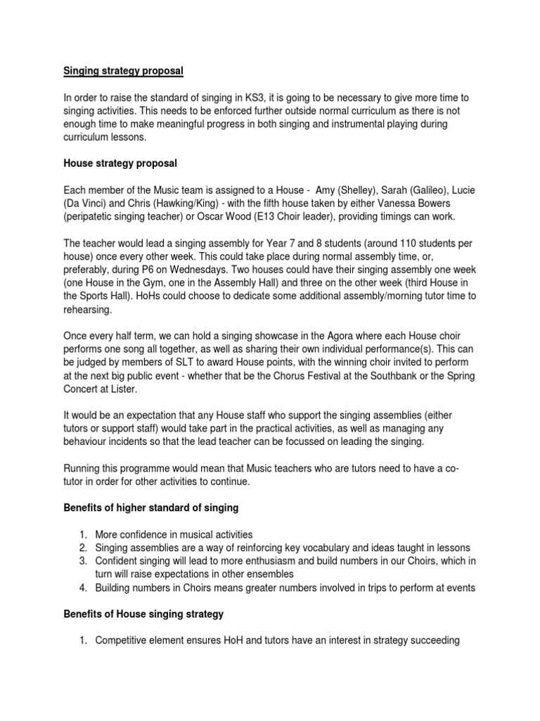 KS3 Singing Strategy Proposal | PDF | Music Education | Choir