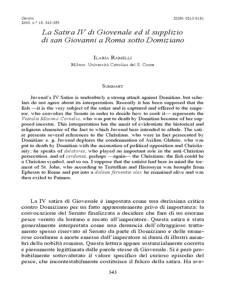 I-RAMELLI La Satira IV Di Giovenale PDF | PDF