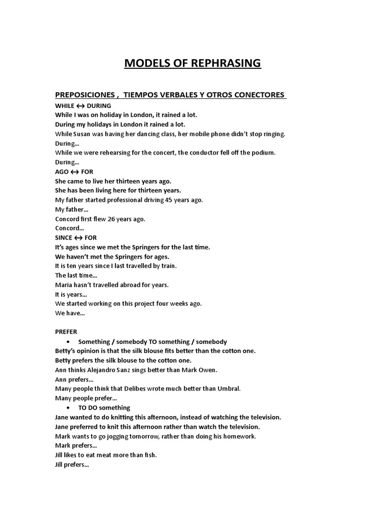 Rephrasing Models and Connectors | PDF | Leisure