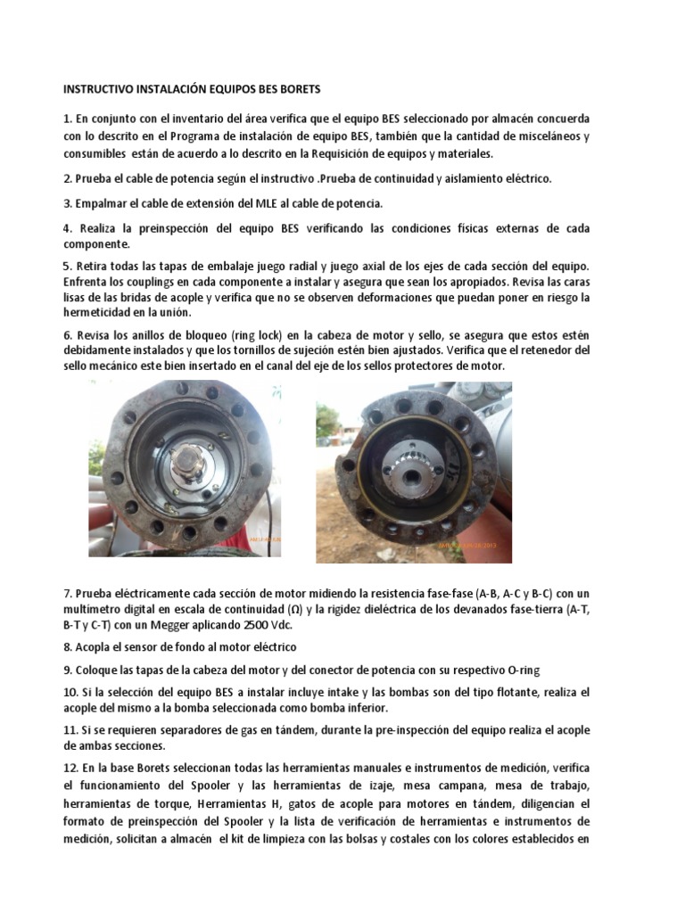 Instructivo Instalación Equipos Bes Borets | PDF | Bomba | Grúa (máquina)