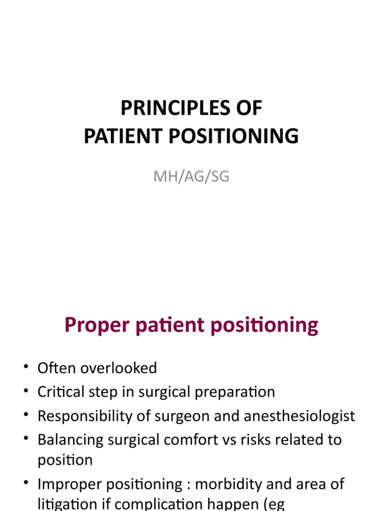 Principles of Patient Positioning | PDF | Anesthesia | Anatomical Terms ...