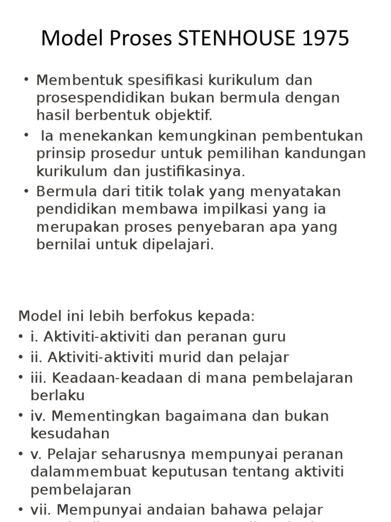 Model Proses Stenhouse 1975 | PDF